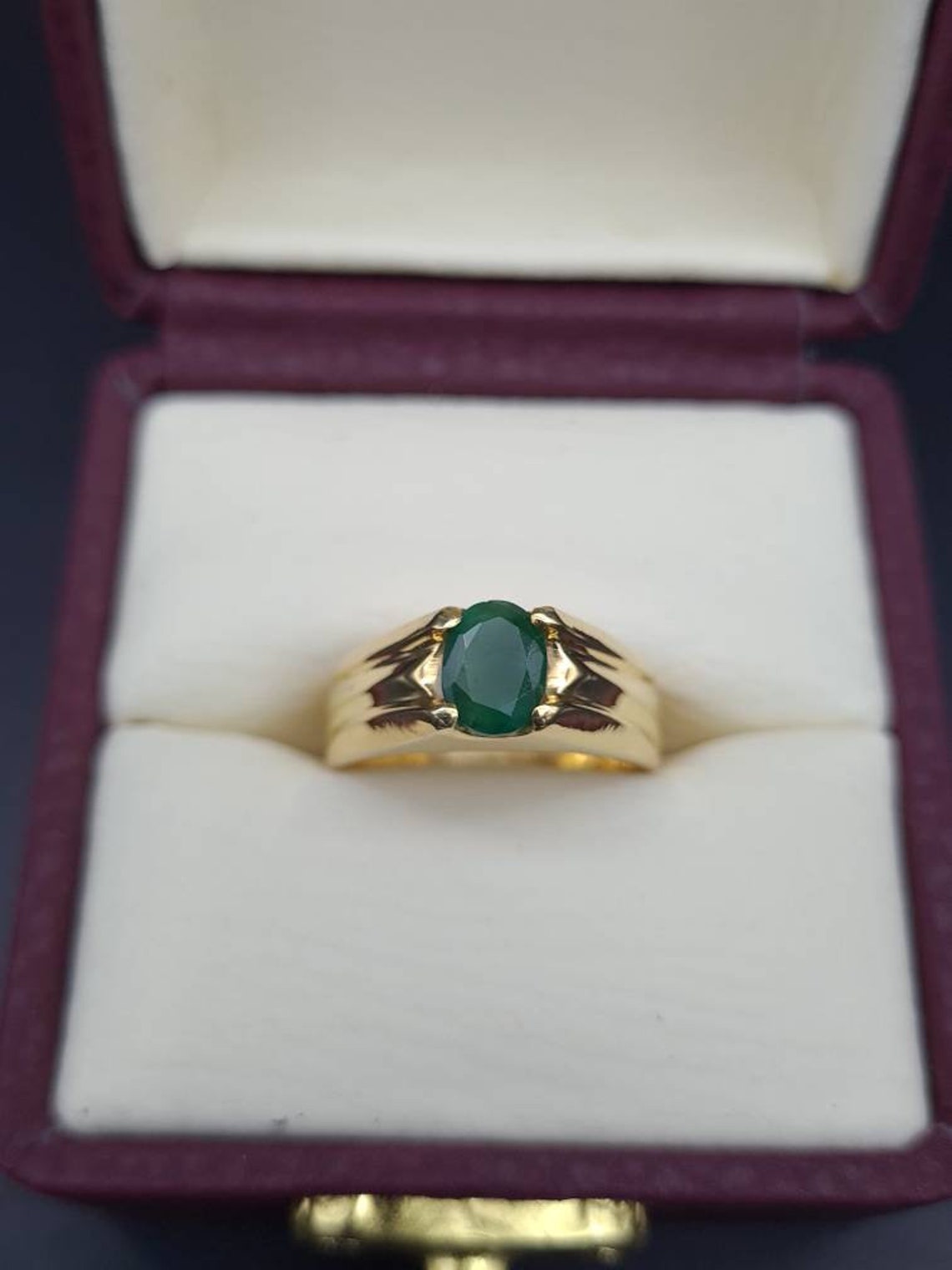 Natural Emerald Ring for Men, Swat Emerald Stone in Gold Plated ...