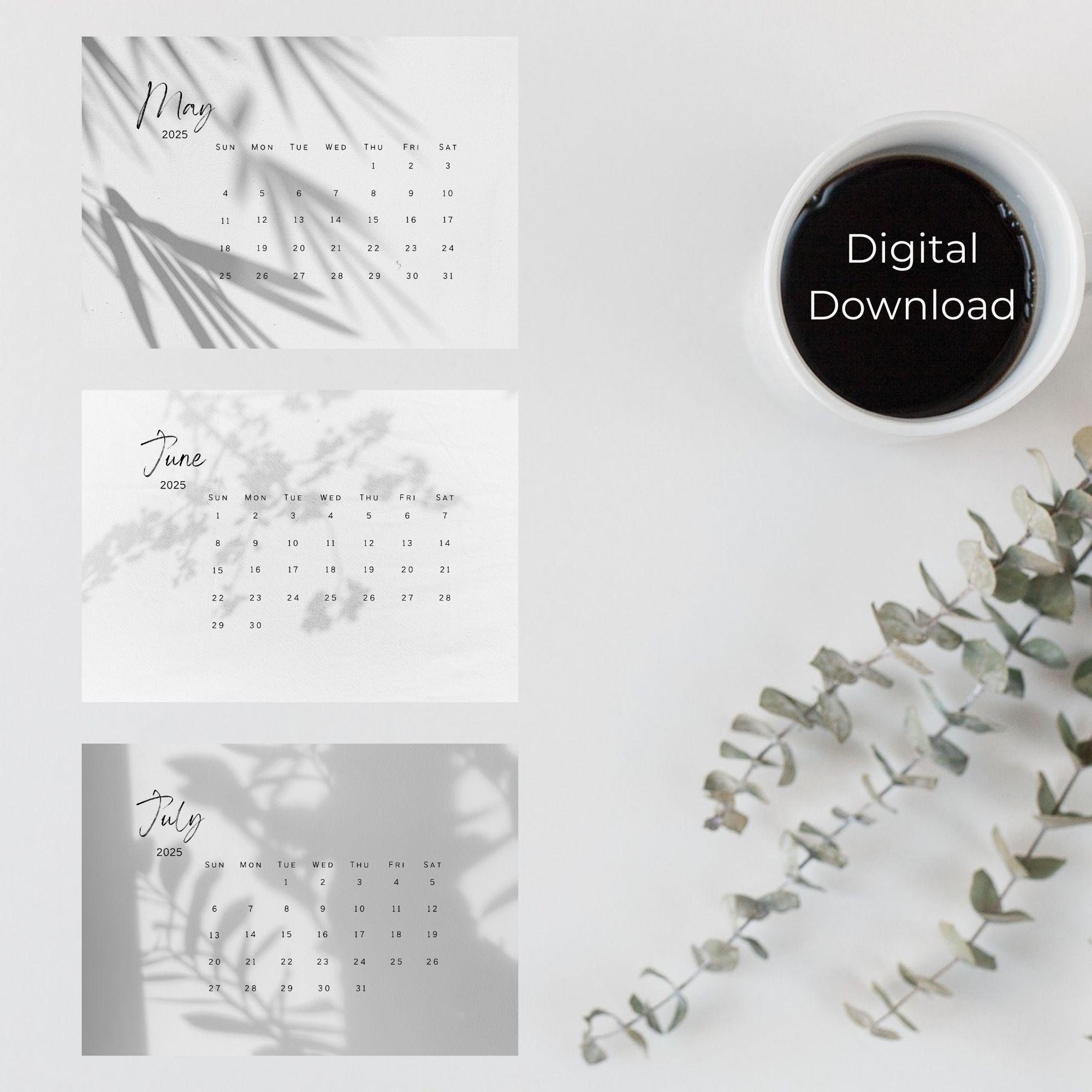 2025 Desktop/wall 12 Month Calendar Instant Digital Download Botanical ...