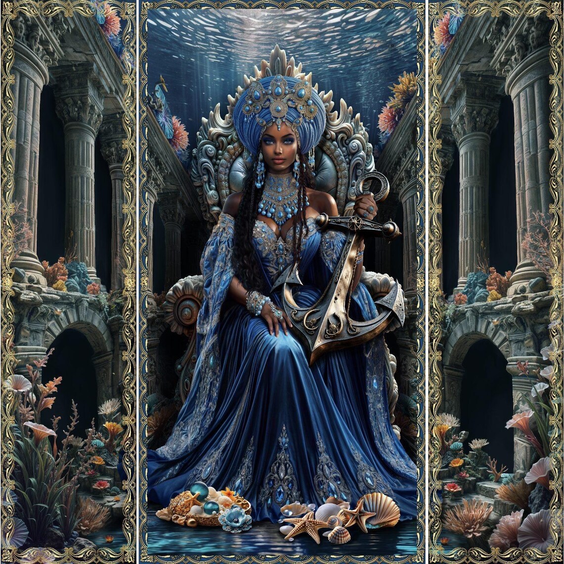 3D Yemaya Ocean Queen Throne Panel | Yoruba Altar Wall Art ...