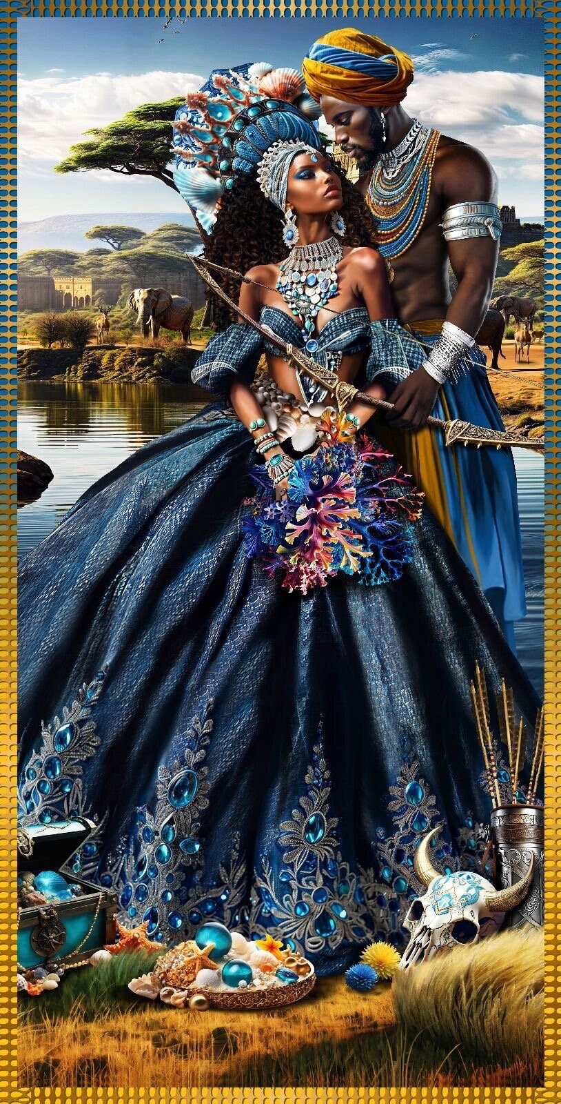 Yemaya and Oshosi Pano Para Trono Panel - Etsy