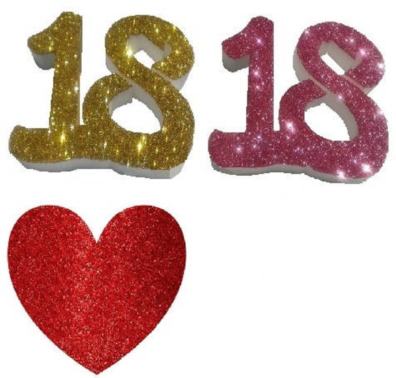 Polystyrene number 18 Gold Glitterato pink birthdays | Etsy