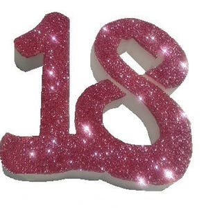 Polystyrene number 18 Gold Glitterato pink birthdays | Etsy