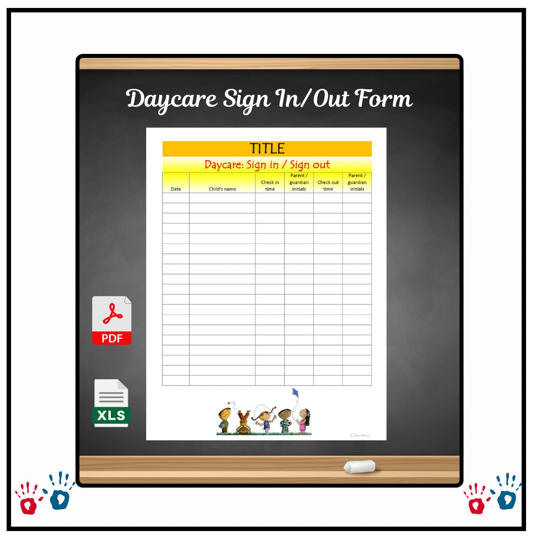 Daycare | Sign in & Out Form | Excel File | Editable Title | Instant ...