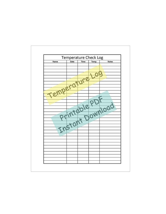 Temperature Record Log Body Temperature Log Wellness Log - Etsy Australia