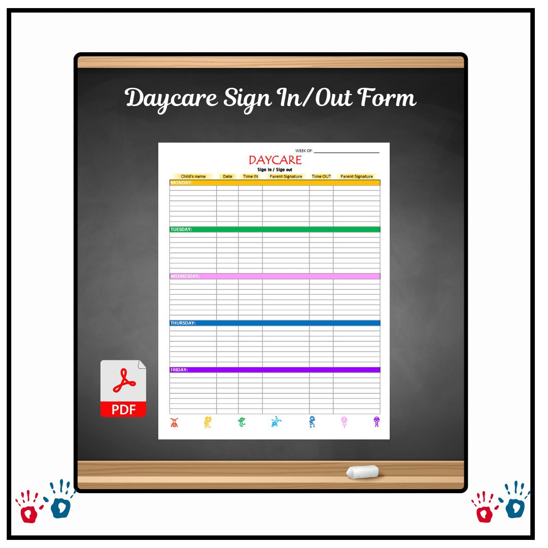 Daycare: Sign In/out by Day | PDF File | Instant Download | Check IN - Etsy