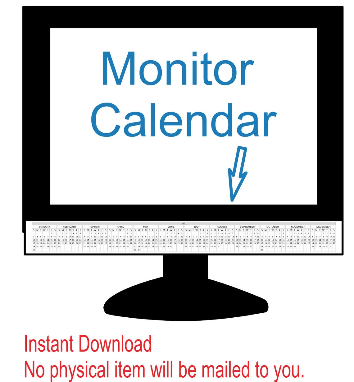 Computer/monitor Calendar 2024/2025 | Instant Download | Desk Calendar ...