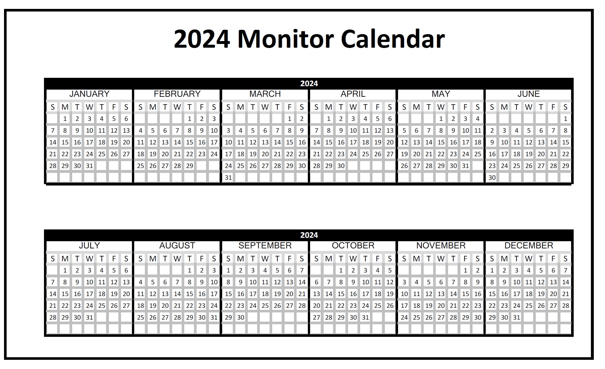 Computer/monitor Calendar 2024/2025 | Instant Download | Desk Calendar ...