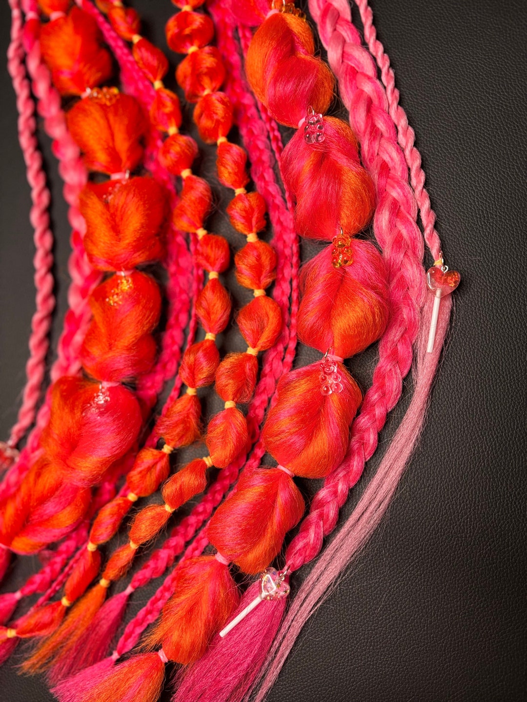 Candy Sunset 22inch Festival Hair/ Braided Extension/rave Hair/party Braid/fairy Hair Pink and ...