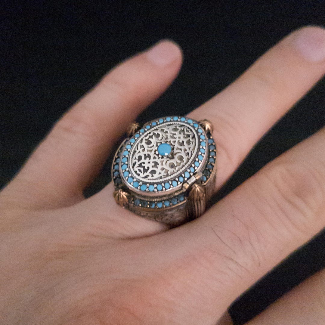 İslamic Prayer Box Ring, 925 Sterling Handmade Men's Jewelry, Islamic ...