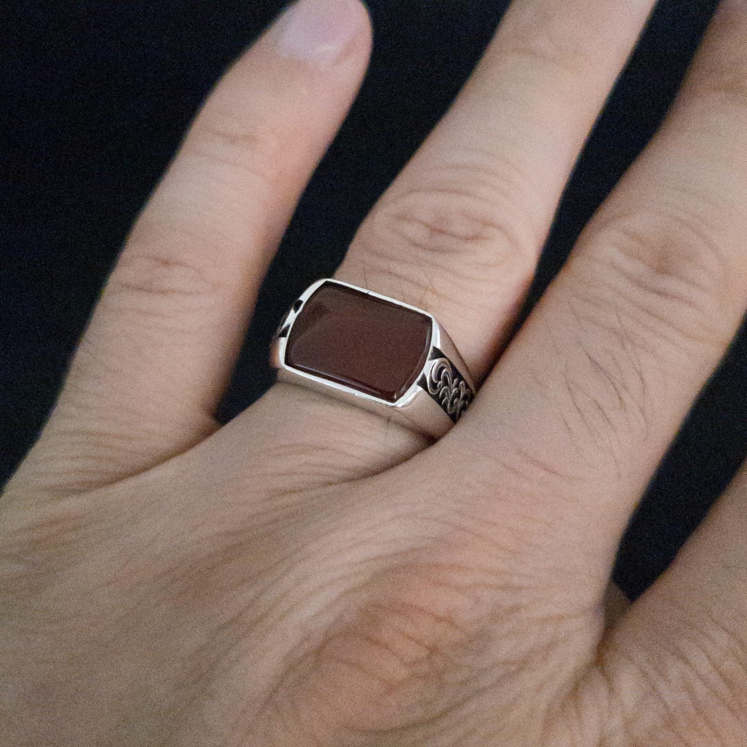 Agate Stone Mens Ring, Silver Mens Ring, 925 Sterling Mens Ring, Mens ...