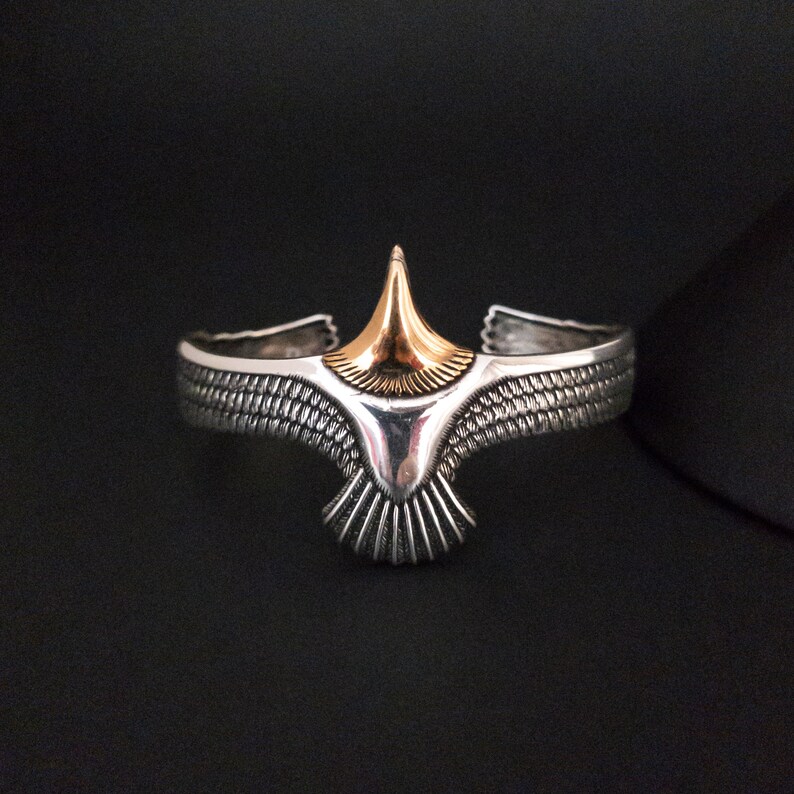 Handmade 925 Sterling Silver Eagle Bracelet, Adjustable Men's Jewelry ...