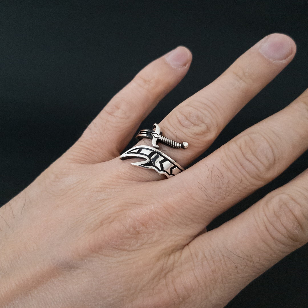 Zulfikar Men's Silver Ring, Sword Wrap Ring, Men's Ring, 925 Mega Sale