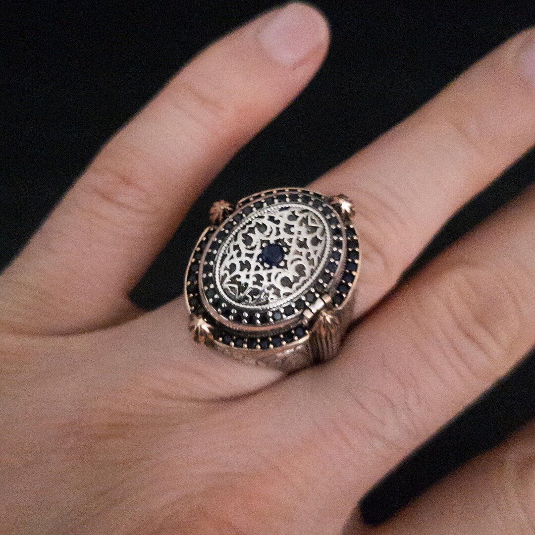 İslamic Prayer Box Ring, 925 Sterling Handmade Men's Jewelry, Islamic ...