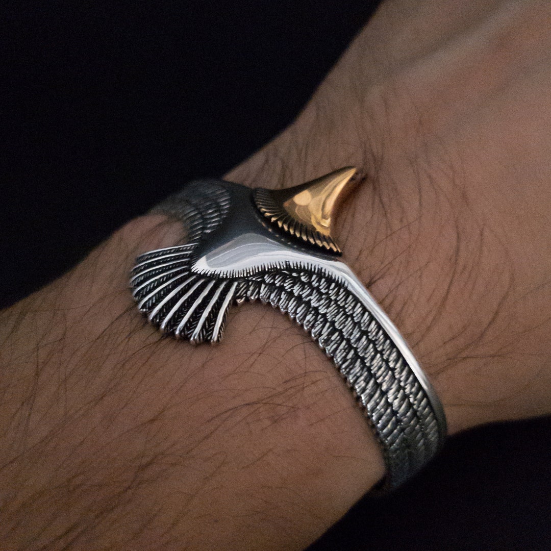 Eagle Shaped Silver Bracelet, Eagle Bracelet,925 Sterling Silver ...