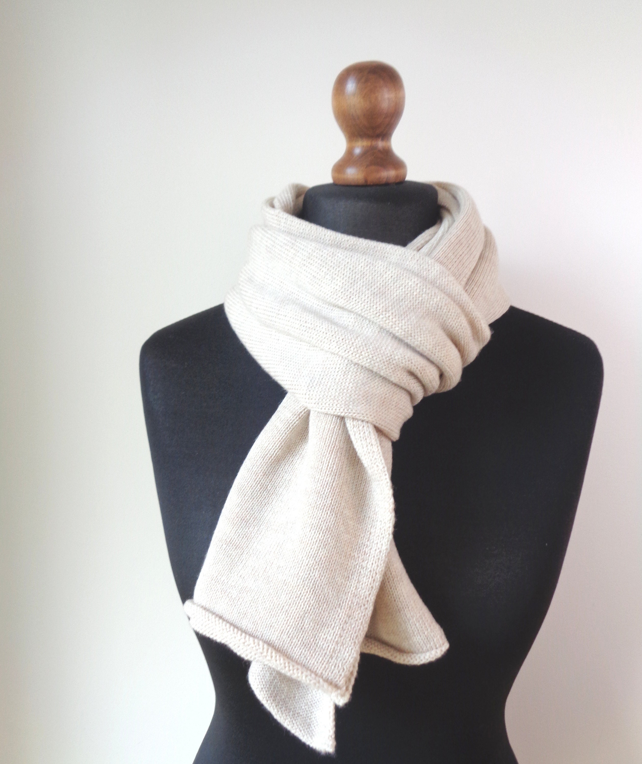 Light Beige Merino Scarf Shawl Knit Merino Wrap Scarves Merino - Etsy