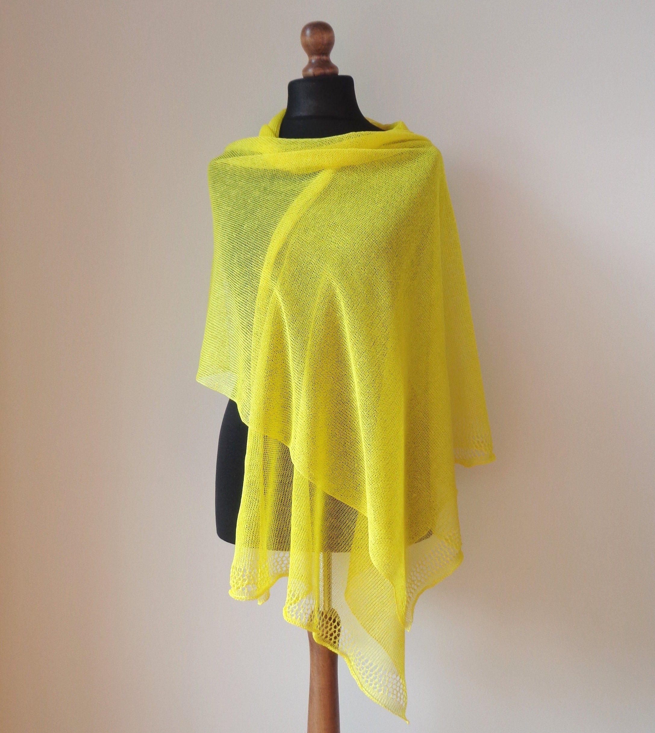 Yellow Linen Shawl Bright Yellow Scarf for Woman Bridal Wrap Scarf ...