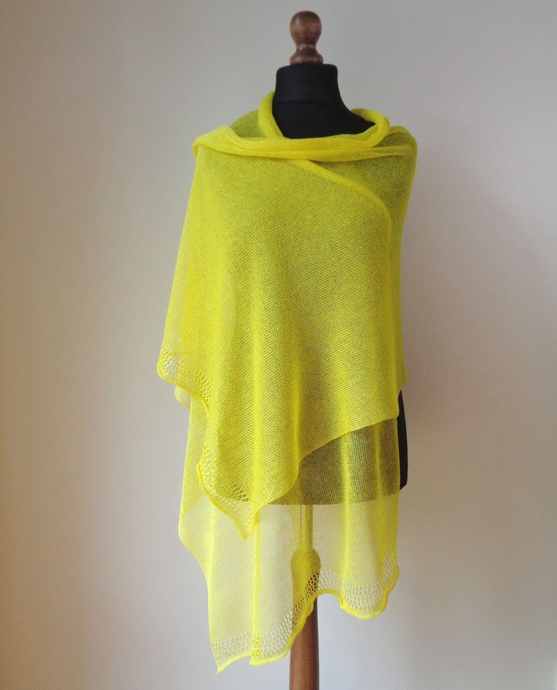 Yellow Linen Shawl Bright Yellow Scarf for Woman Bridal Wrap - Etsy