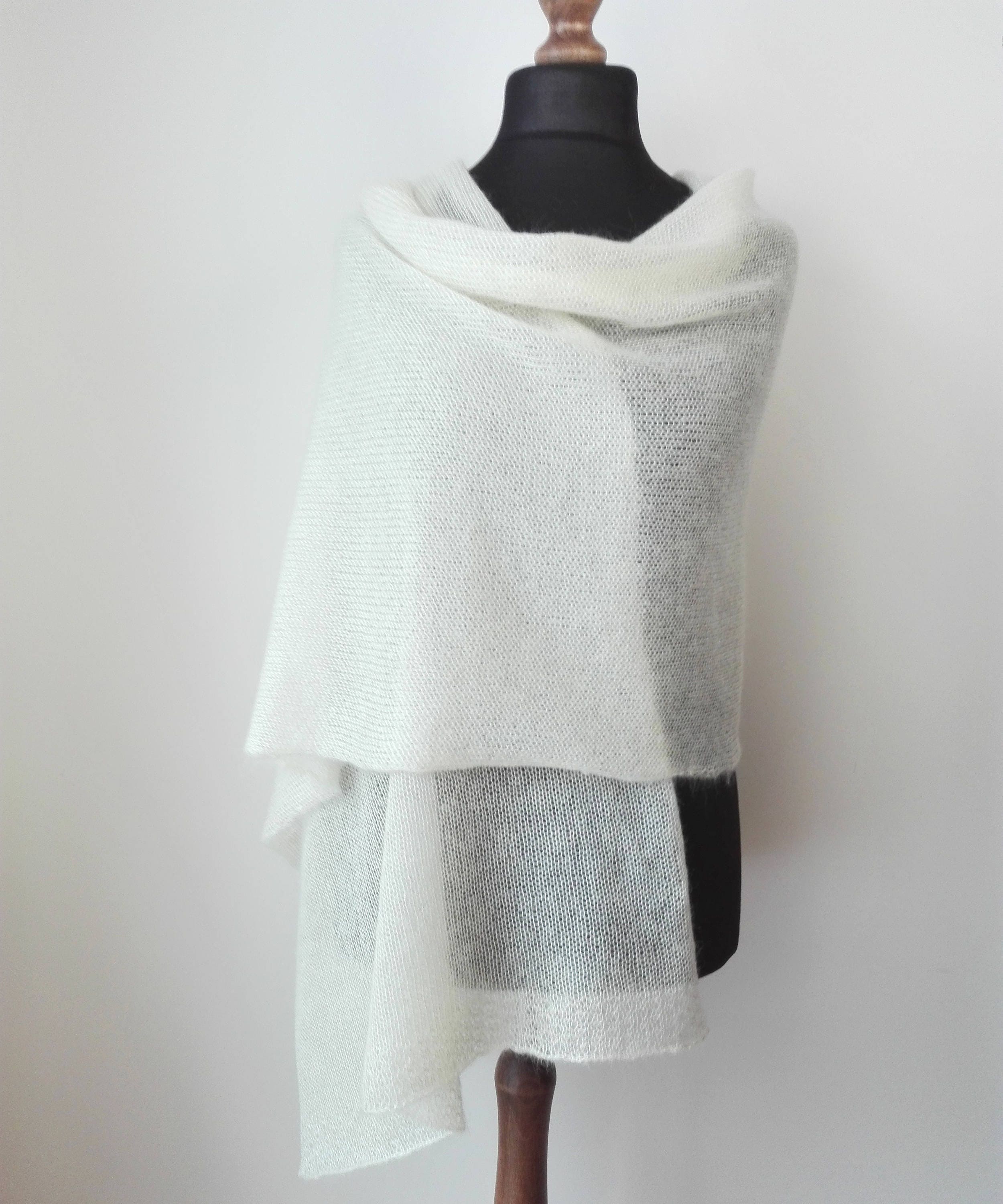 Ivory Mohair Shawl Wedding Wrap Woman Scarf Knit Mohair Shawl - Etsy