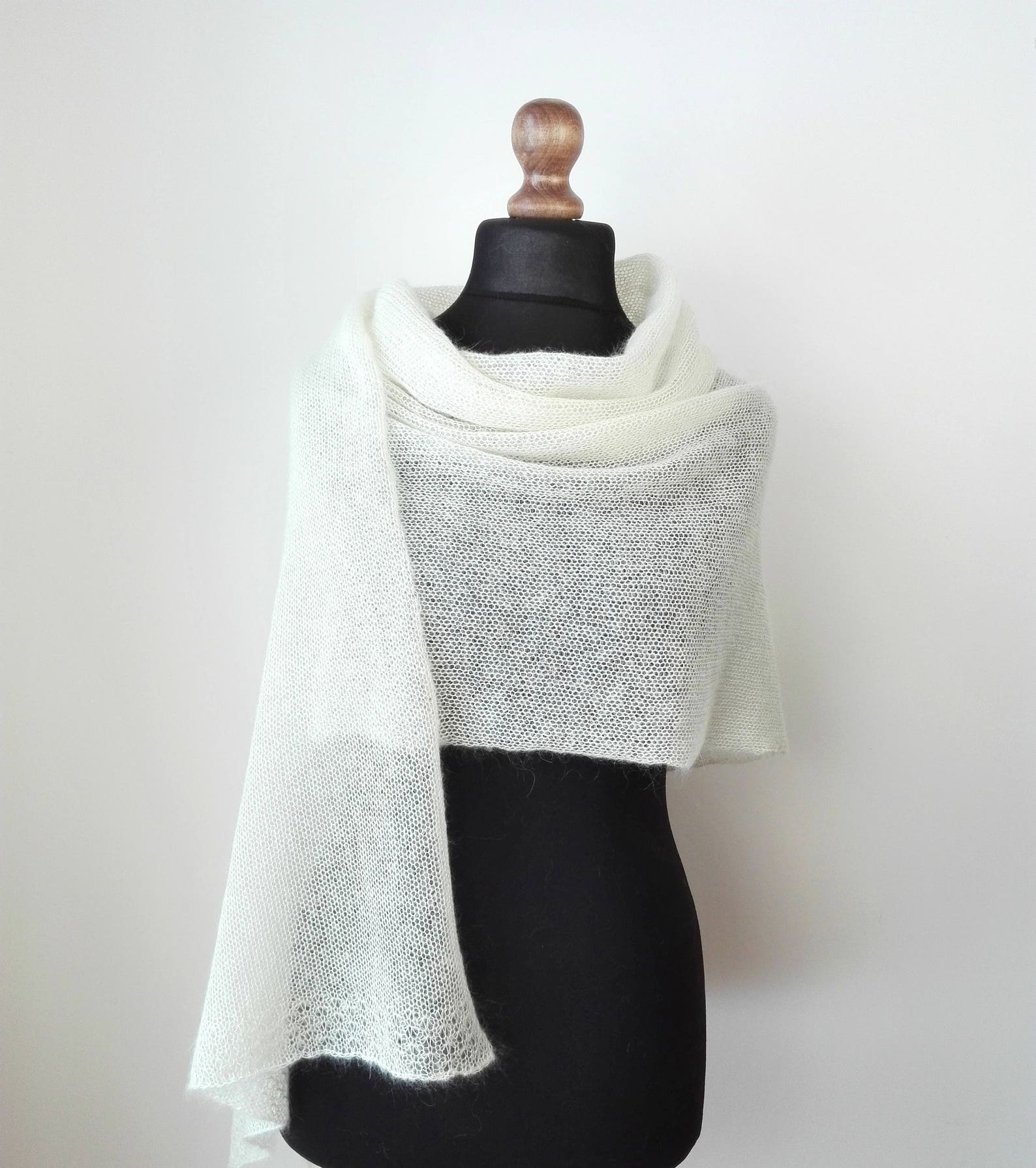 Ivory Mohair Shawl Wedding Wrap Woman Scarf Knit Mohair Shawl - Etsy