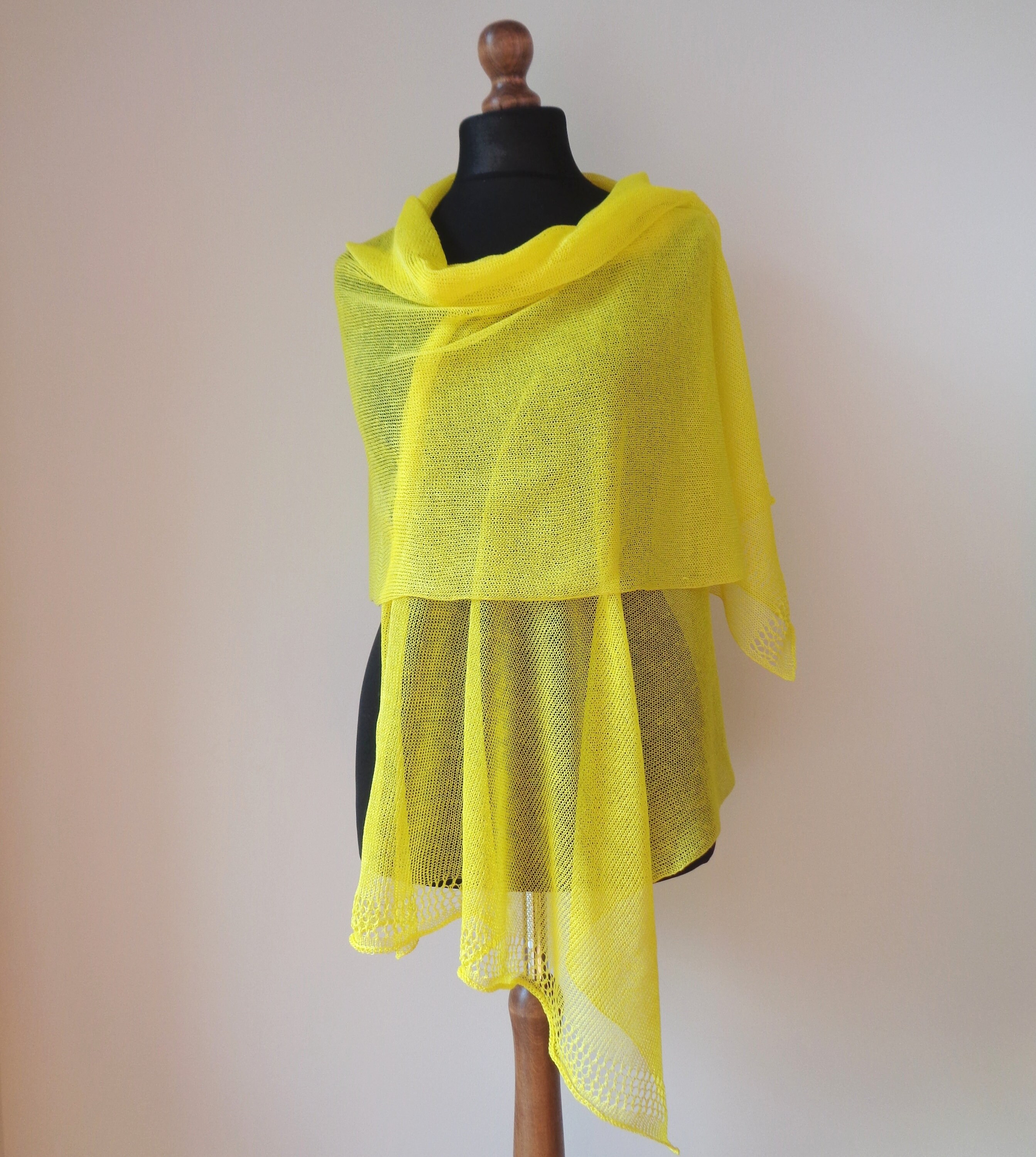 Yellow Linen Shawl Bright Yellow Scarf for Woman Bridal Wrap Scarf ...