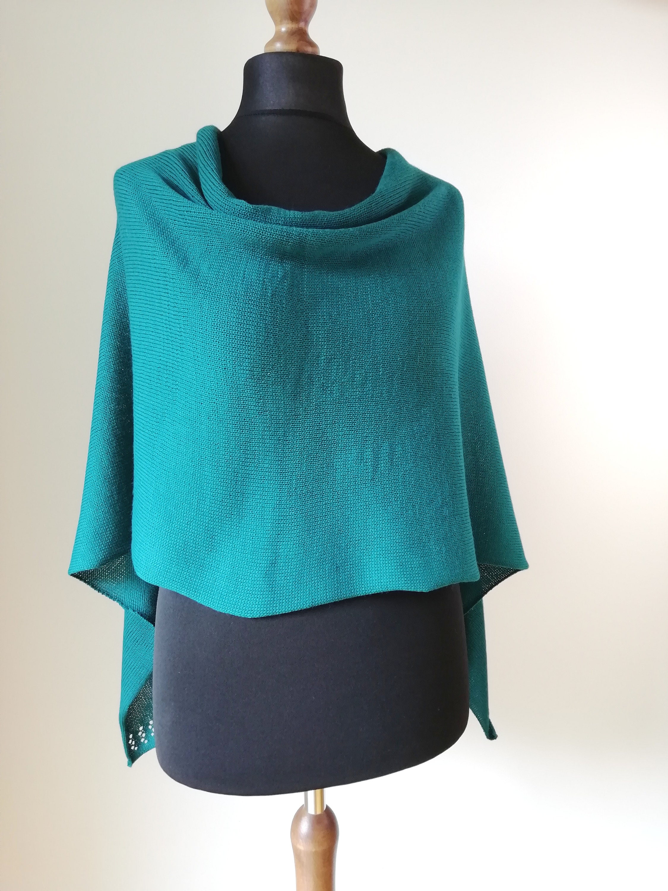 Emerald Green Merino Poncho Women Poncho Green Knit Wool Poncho Cape ...