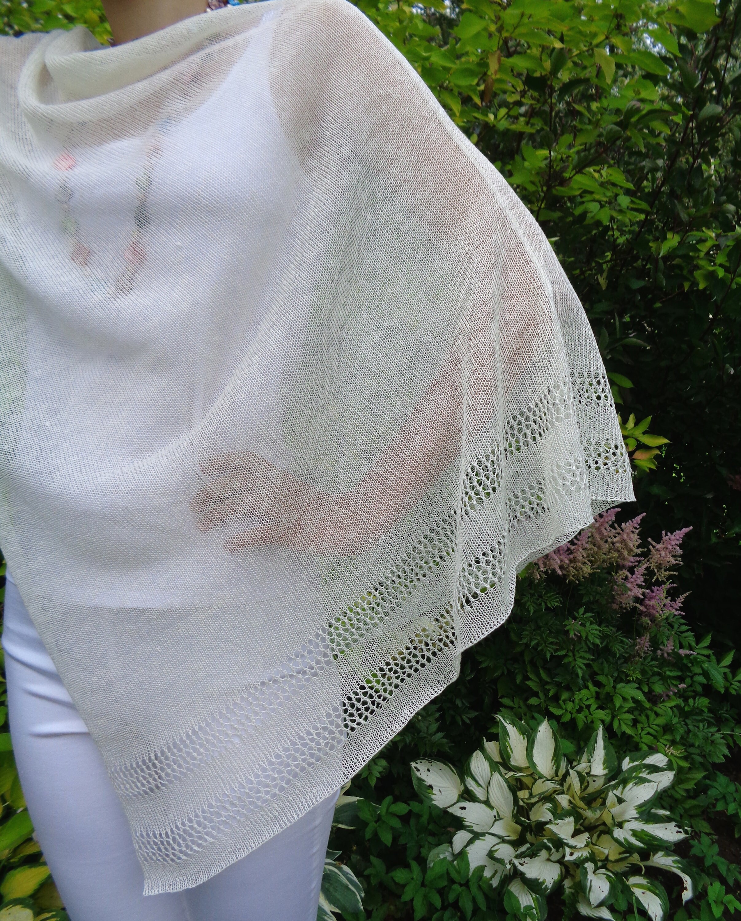 Ivory Poncho Knit Linen Poncho Women Poncho Top White Natural Linen ...