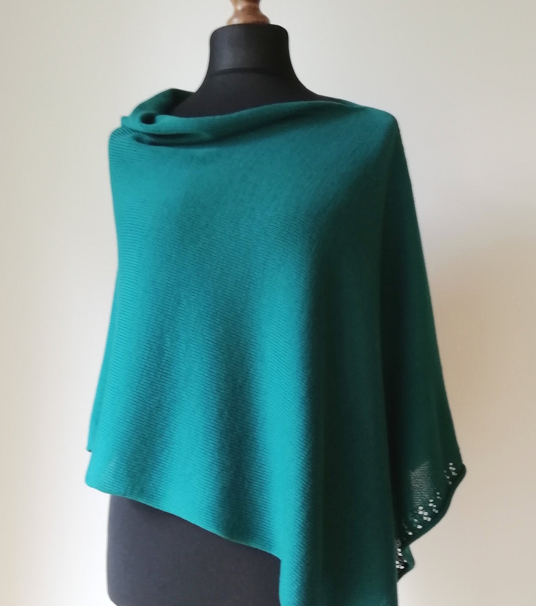 Emerald Green Merino Poncho Women Poncho Green Knit Wool Poncho Cape ...