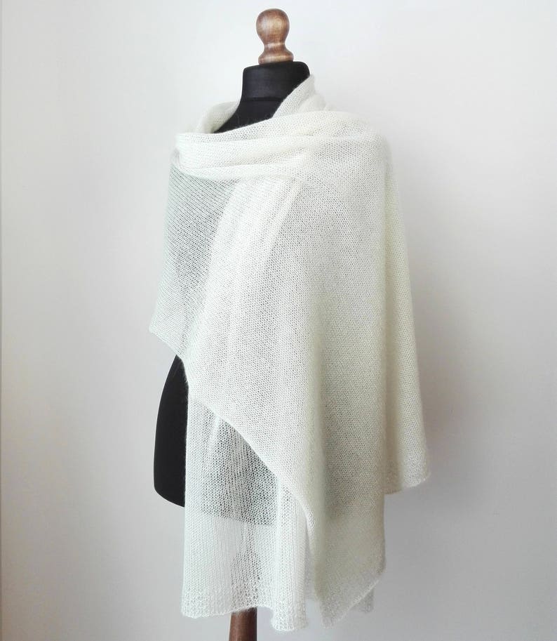 Ivory Mohair Shawl Wedding Wrap Woman Scarf Knit Mohair Shawl - Etsy