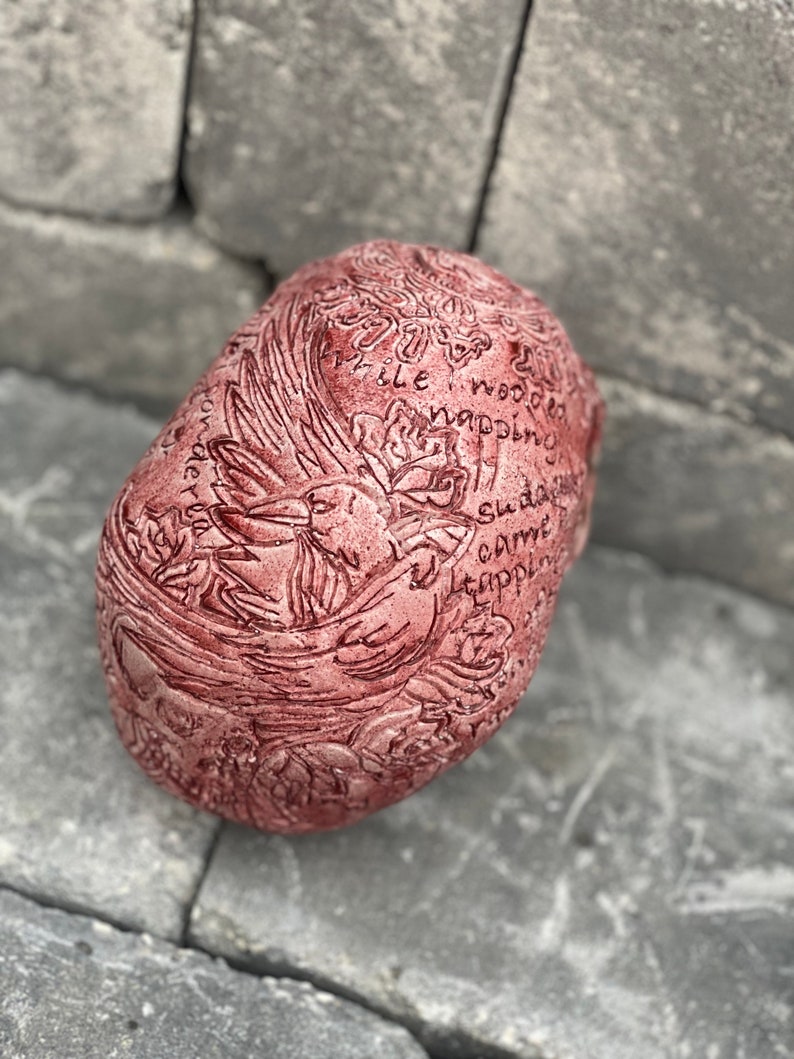 Edgar Allan Poe Skull Real Human Skull Replica Prop Carved by Zane ...