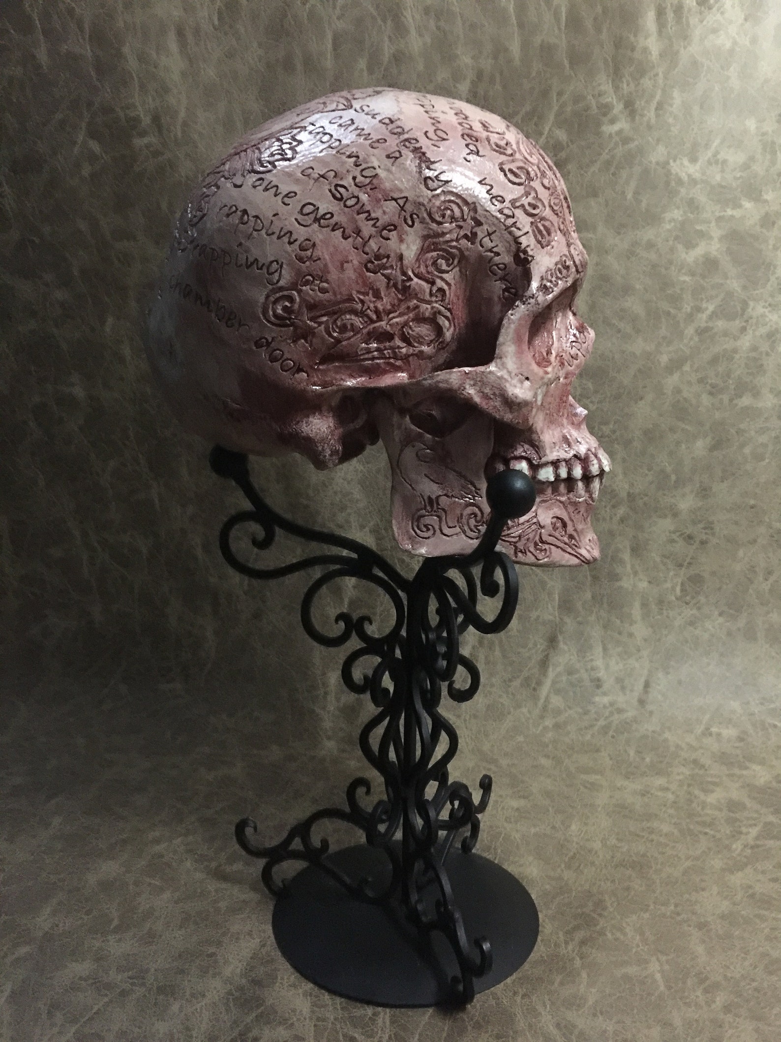 Edgar Allan Poe Skull Real Human Skull Replica Prop Carved by | Etsy