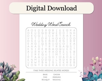 Word Search, Bridal Shower Game, Instant Digital Download, Game Cards ...
