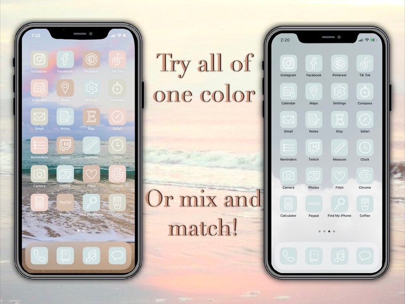 Pastel Beach App Icons Blue Pink Cream Tan Works With Any - Etsy