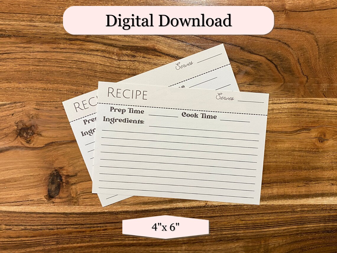 Printable Recipe Cards - Minimalist Handwritten Recipe Cards for Bridal ...