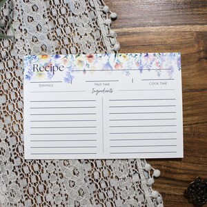 Printable Recipe Cards - Wildflower Handwritten Recipe Cards for Bridal ...