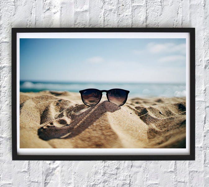 Sunglasses and Sand Beach Print Digital Download Ocean Waves Beach ...