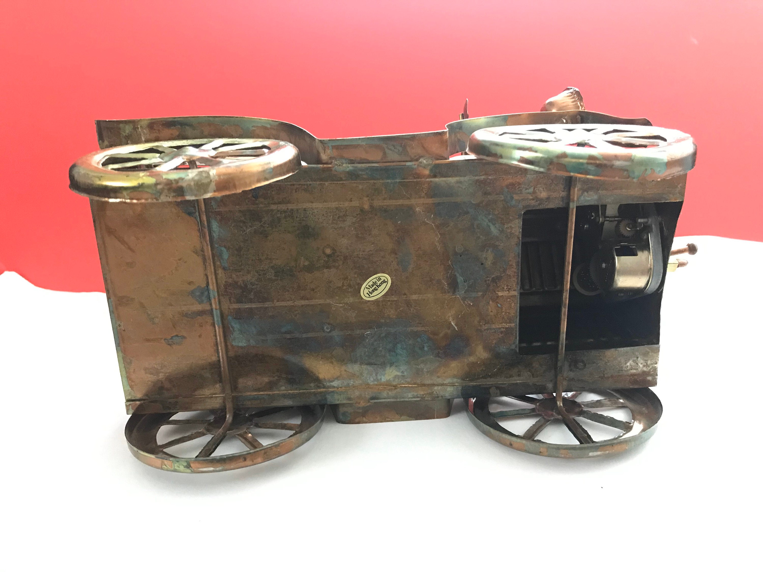 Vintage Sankyo Copper Car Music Box Decor Art/ Decorative Tin Copper ...