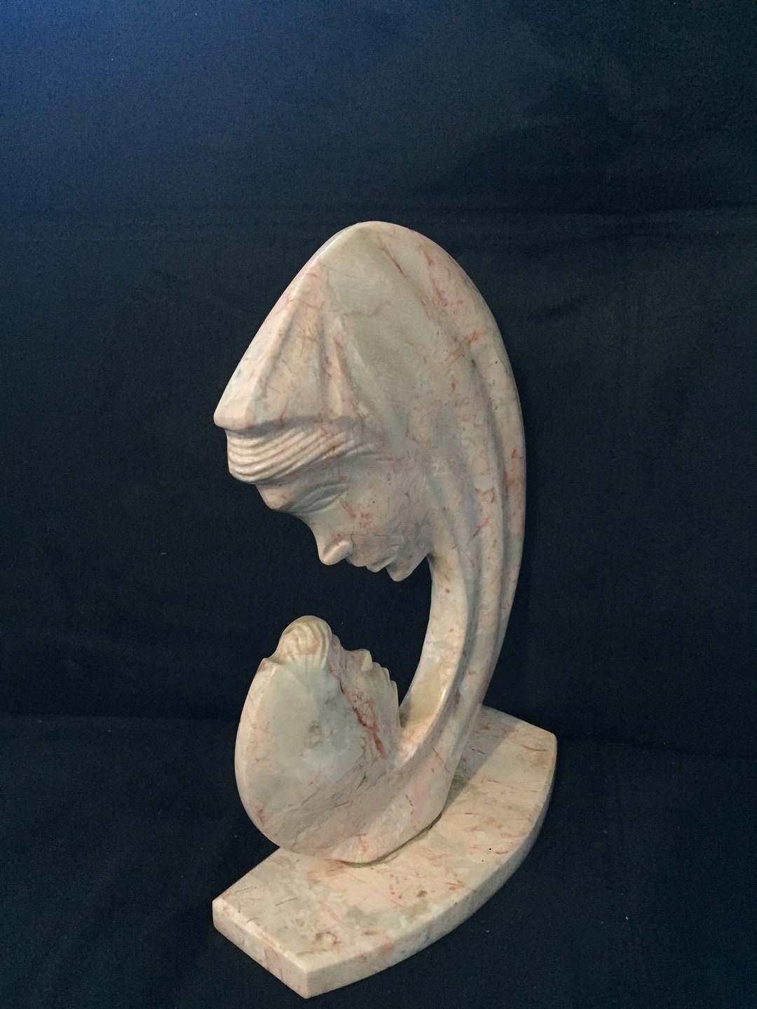 Vintage Pink Marble Sculpture: Mother and Child Table Art, 8" - Etsy