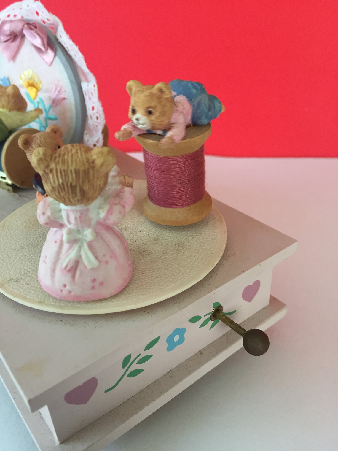 Vintage 80s Musicbox/ Mom Sewing Workshop Wood Music Box / Pelman 1980s ...