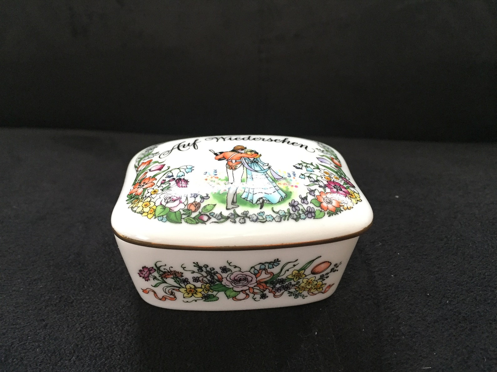 Vintage Franklin Porcelain Musical Trinket Box/antique Jewelry Music ...