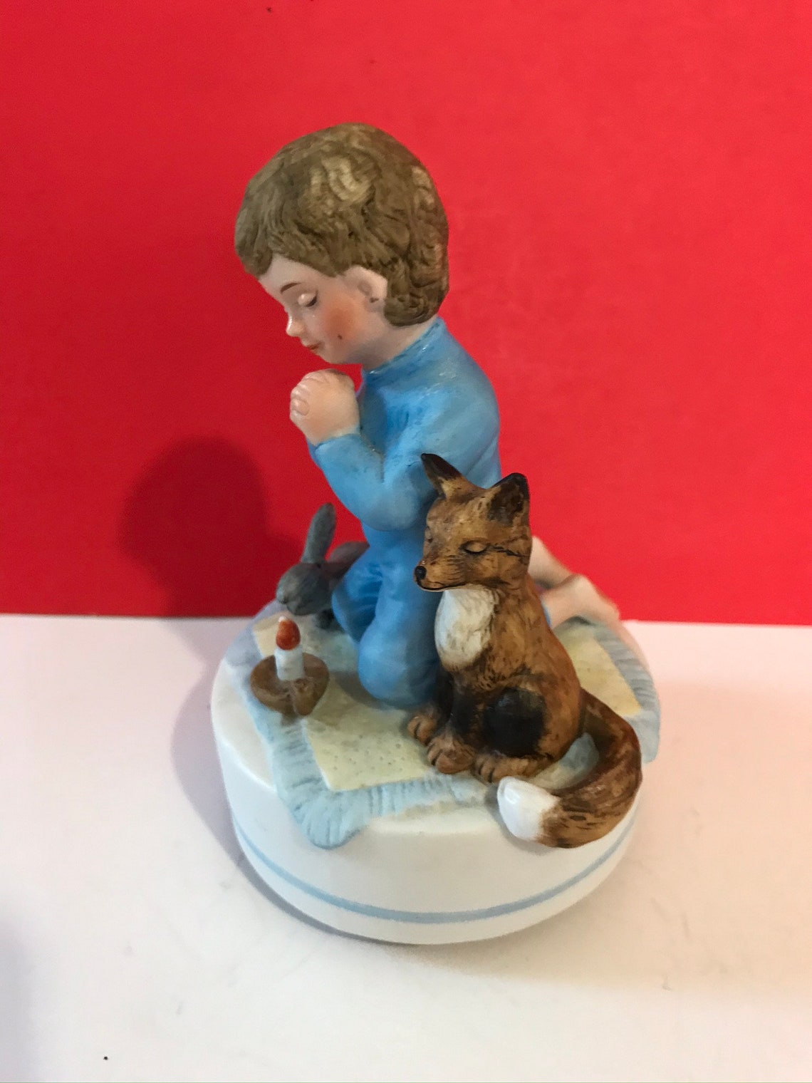 Vintage 80's Aldon Porcelain Music Box/ 1982 Aldon Musicbox Praying ...