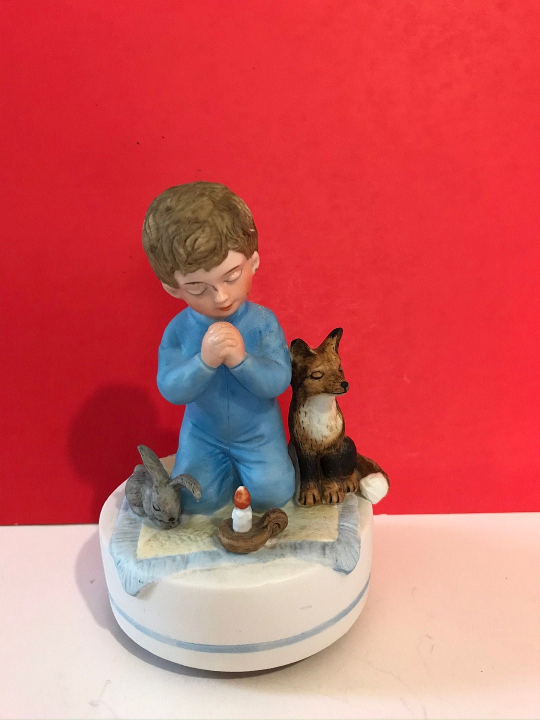 Vintage 80's Aldon Porcelain Music Box/ 1982 Aldon Musicbox Praying ...