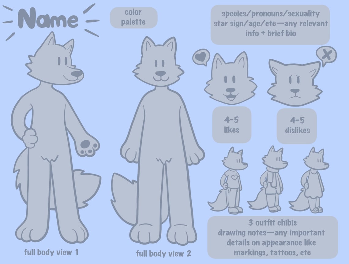Custom Furry Art Reference Sheet Commission | Etsy