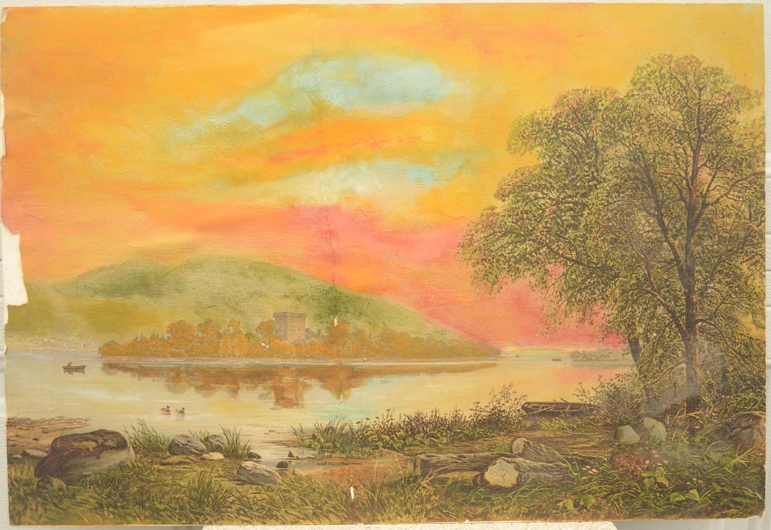 Andrew Blair Scottish Watercolor Painting: Loch Leven Landscape, 1880s ...