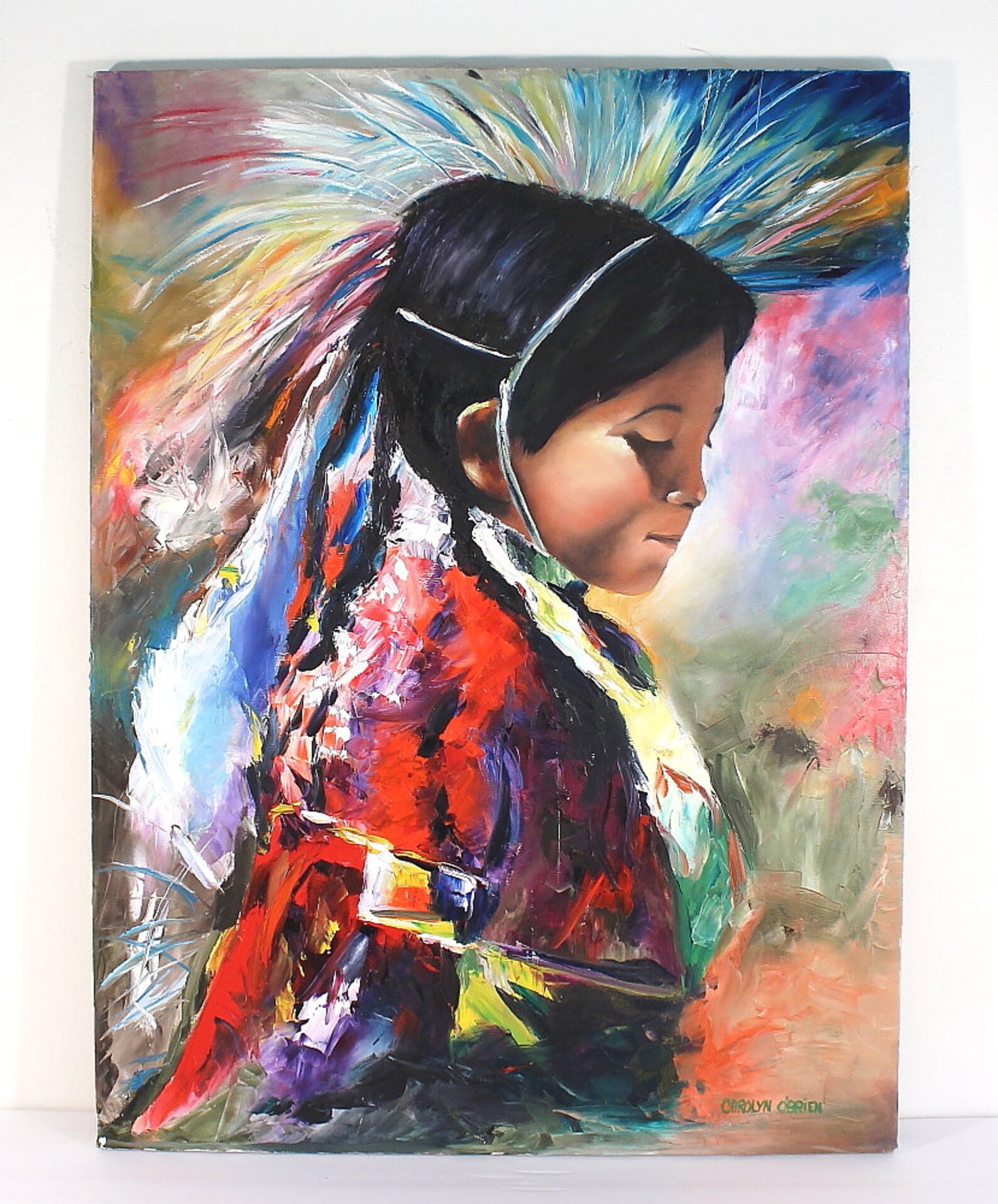 Native American Young Warrior Chief Boy Painting Colorful Thoughtful ...
