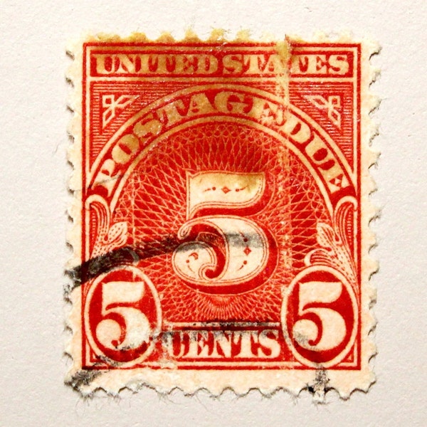 5 Cent Red Stamp - Etsy