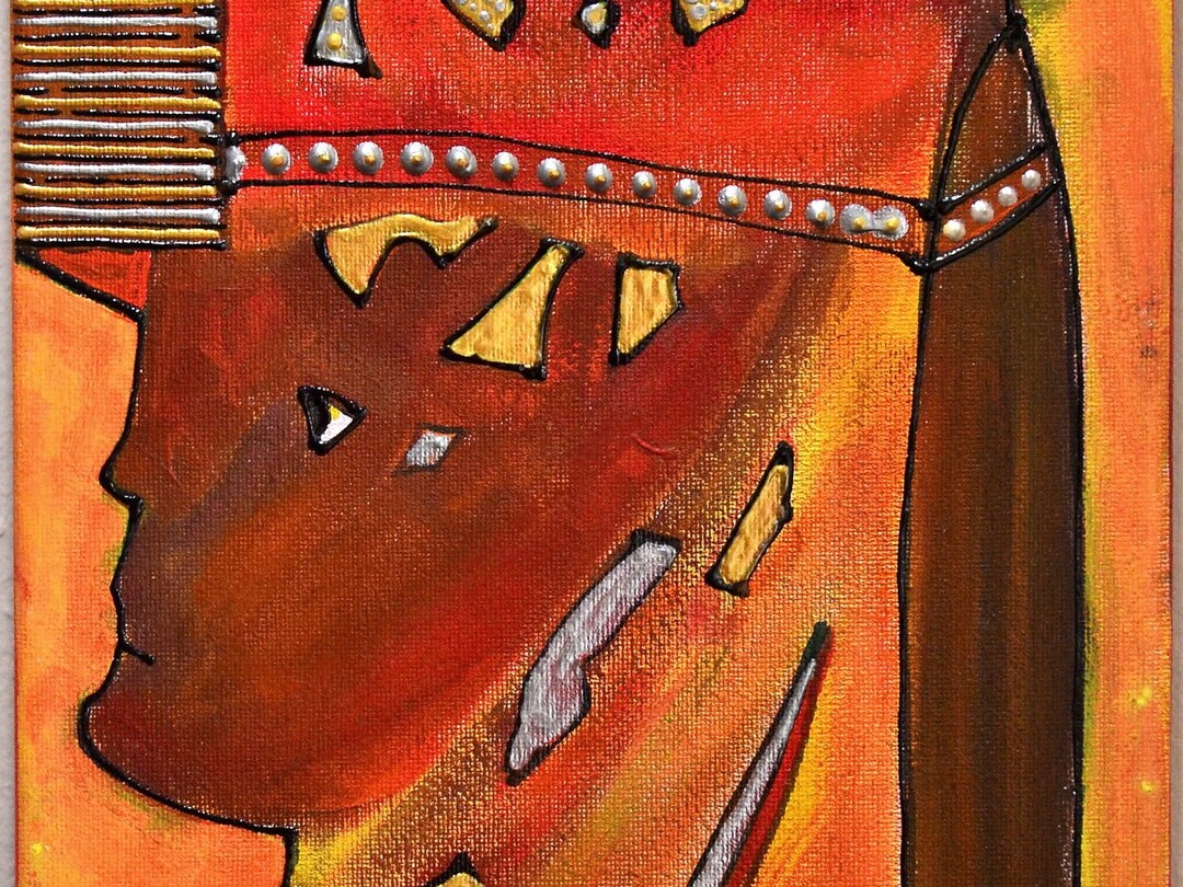 Native American Boy Painting: Southwestern Style Acrylic Art (20x8) - Etsy