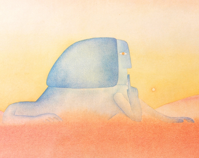 Jean Michel Folon Lithograph Handmade 1977 Signed in Plate Chiesa Di ...