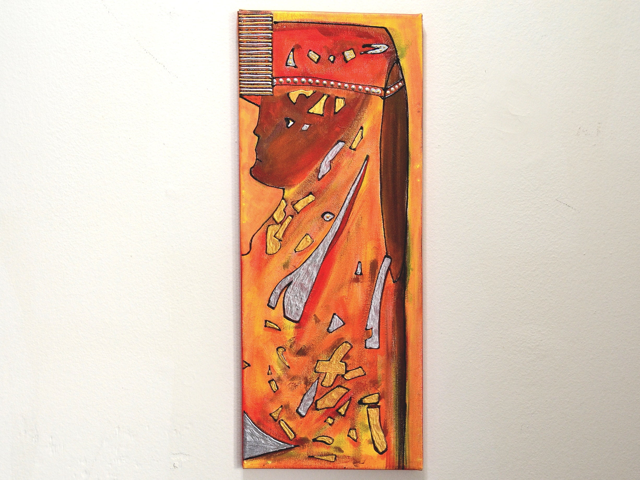 Native American Boy Painting: Southwestern Style Acrylic Art (20x8) - Etsy