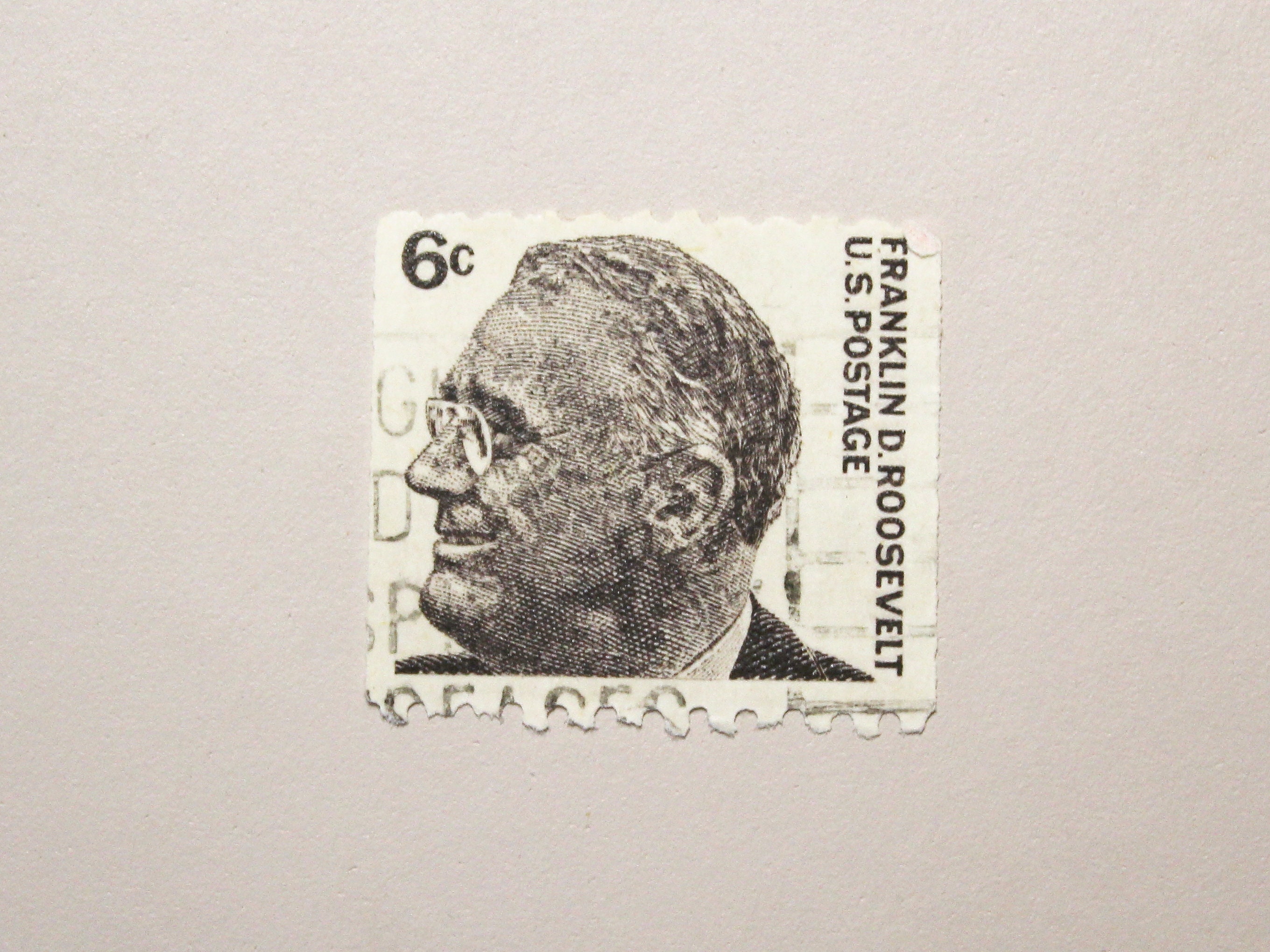 6 Cent Franklin Roosevelt Stamp Black and White 1966 Very Good ...