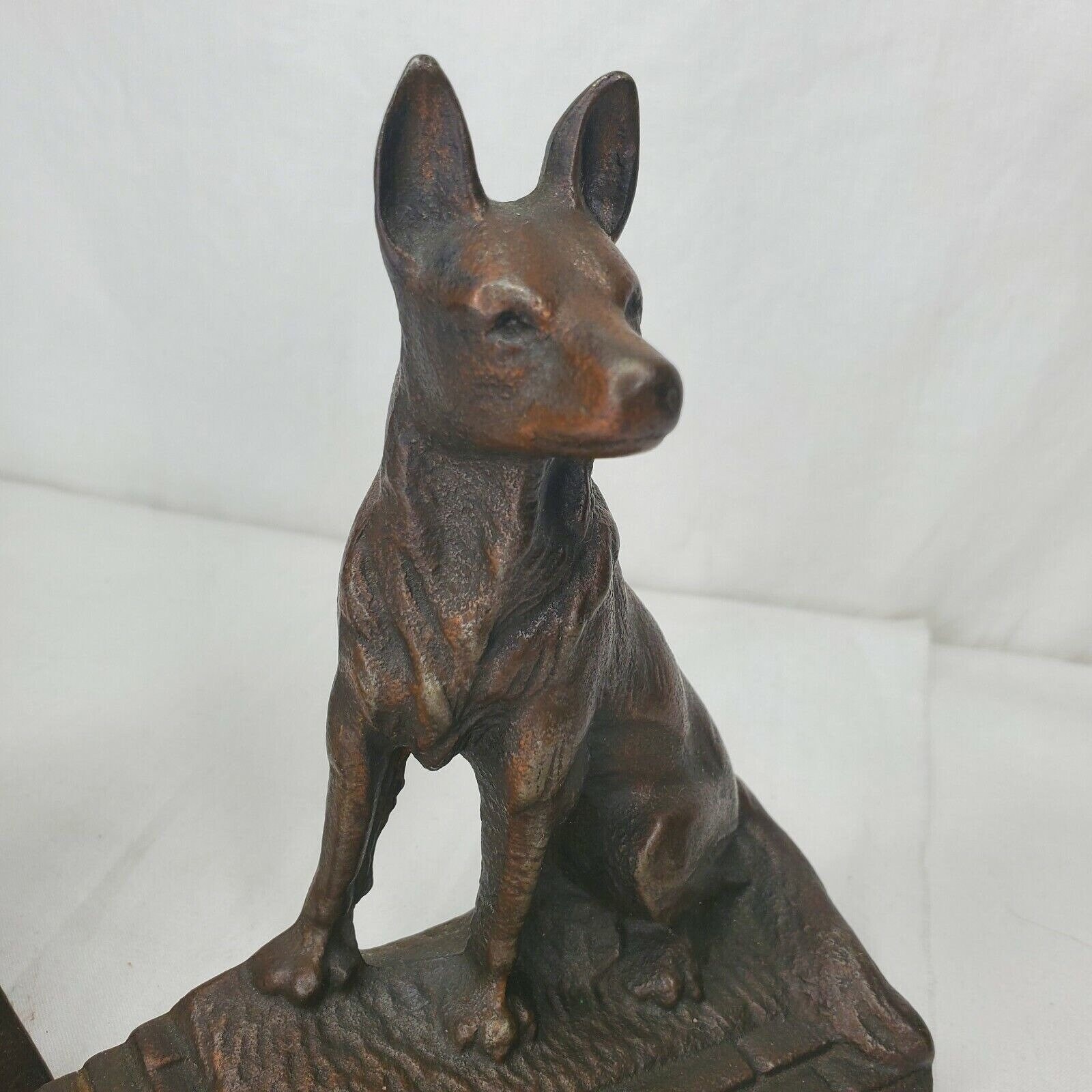 Vintage Cast Iron Belgian Malinois German Shepherd Bookends Dogs Bronze ...